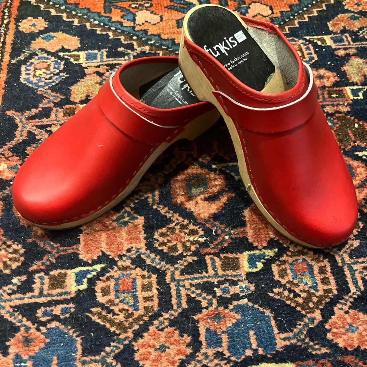 Funkis Red Clogs Made in Sweden Size 37 - insole is... - Depop