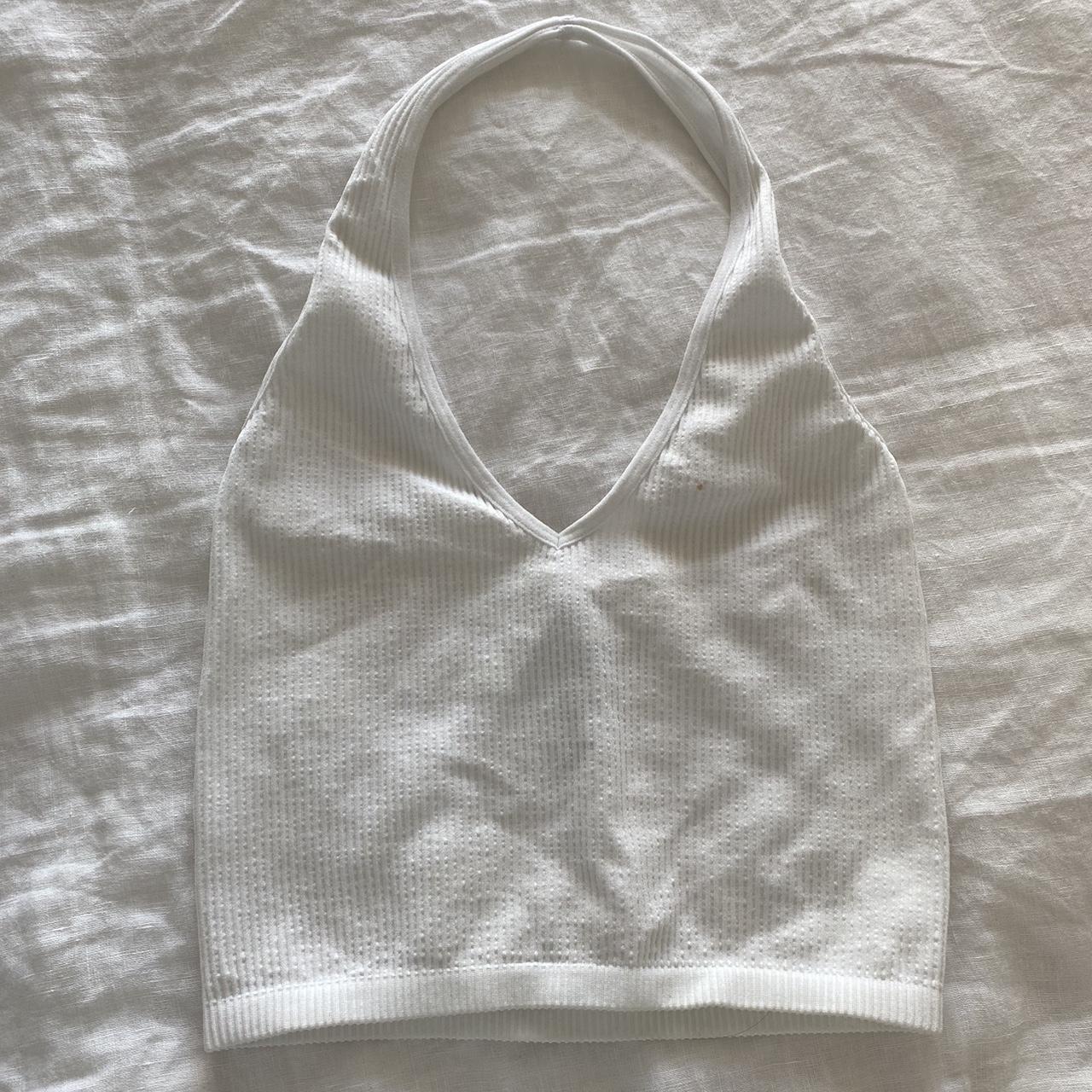 Glassons White Seamless halter neck crop top XS/S - Depop
