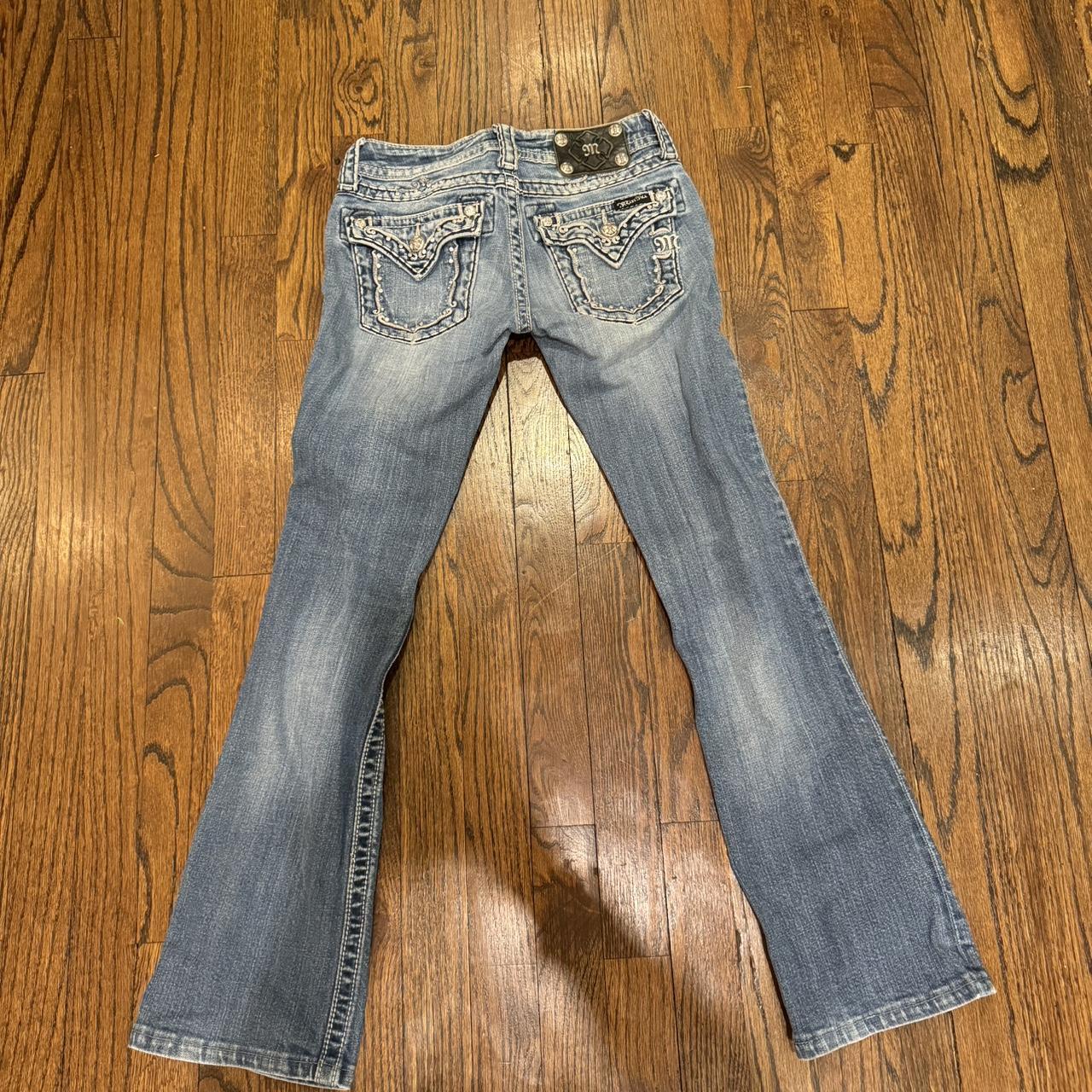 Miss Me low-rise bootcut jeans with rhinestones... - Depop