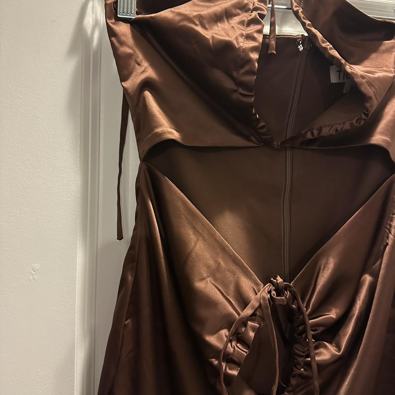 Shusha (tic toc) dress Satin brown Ties in front ,... - Depop