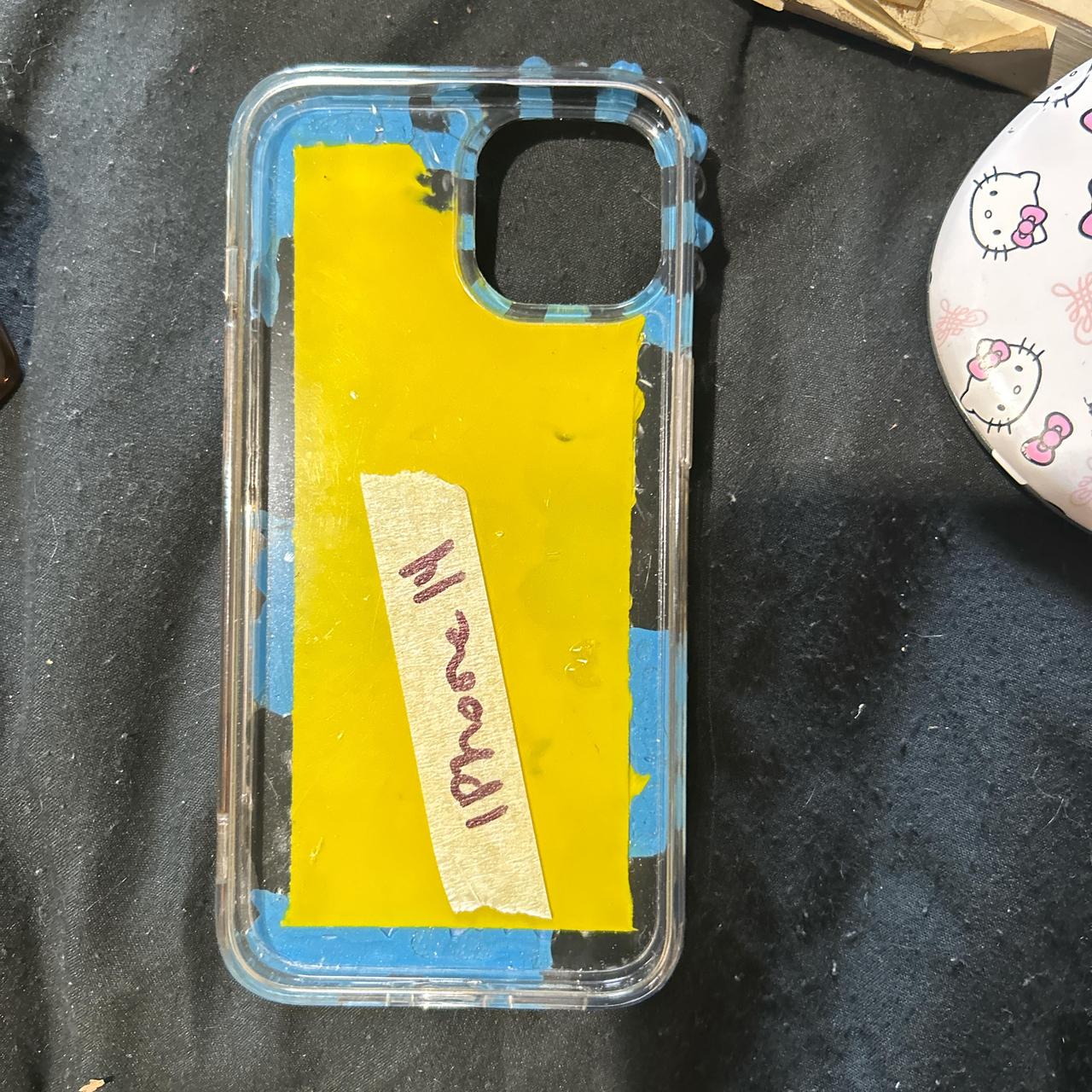 Handmade Coraline phone case with blue and black... | Depop