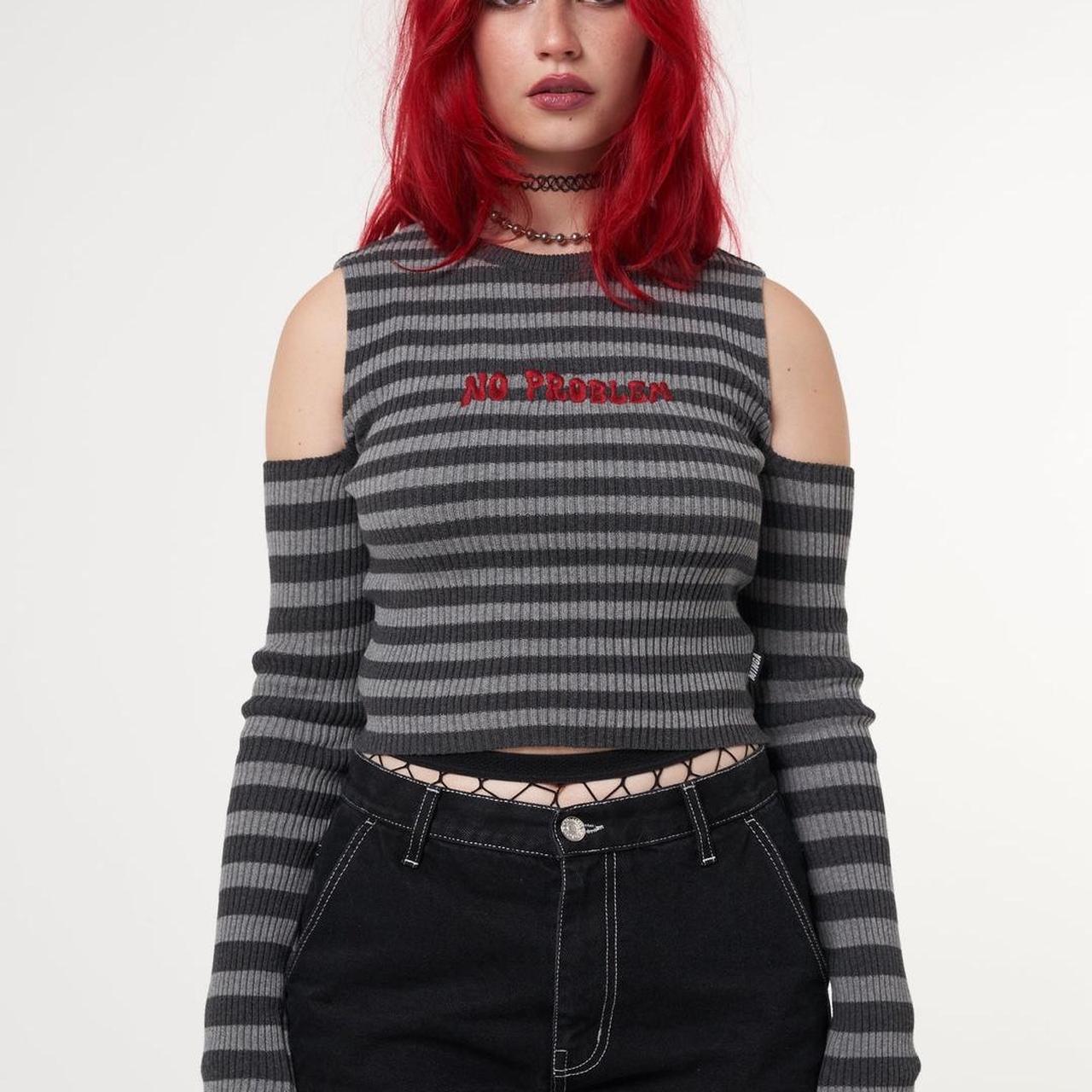 Minga London Women's Red and Grey Top | Depop