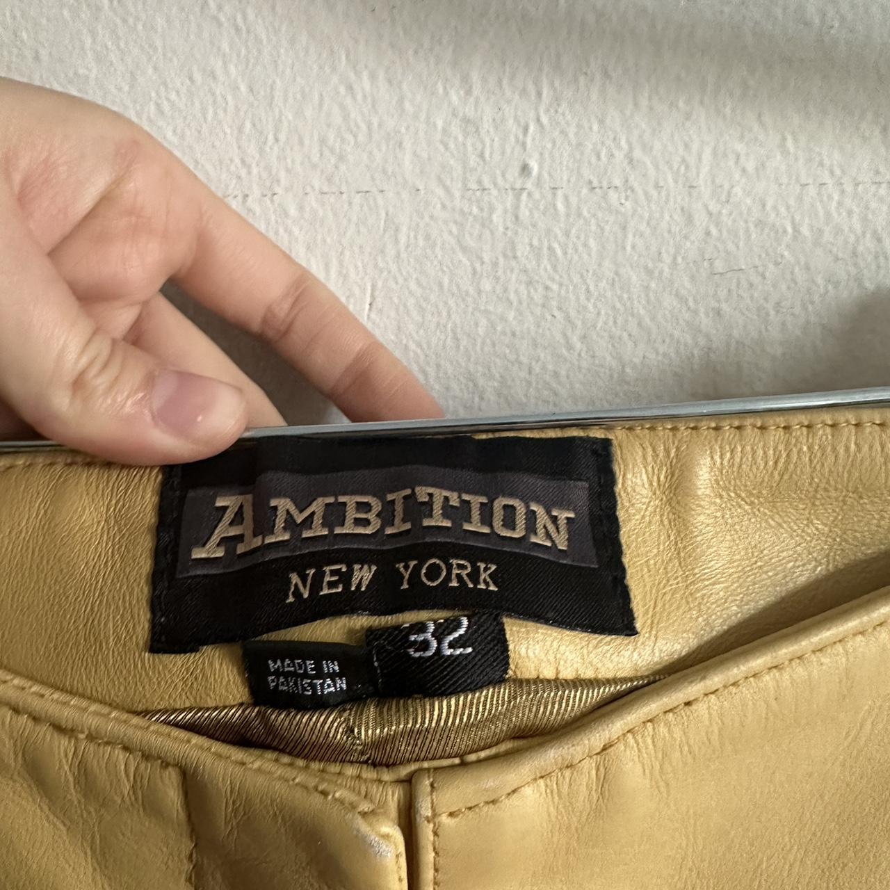 Ambition yellow leather pants. Size 8. - Depop