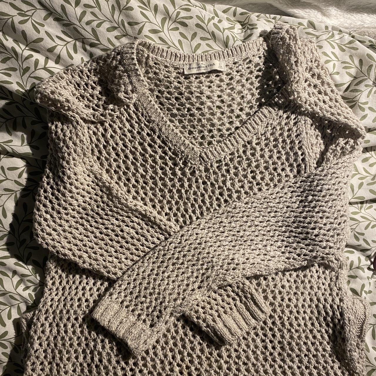 - knitted creme throw over sweater - vintage - Depop