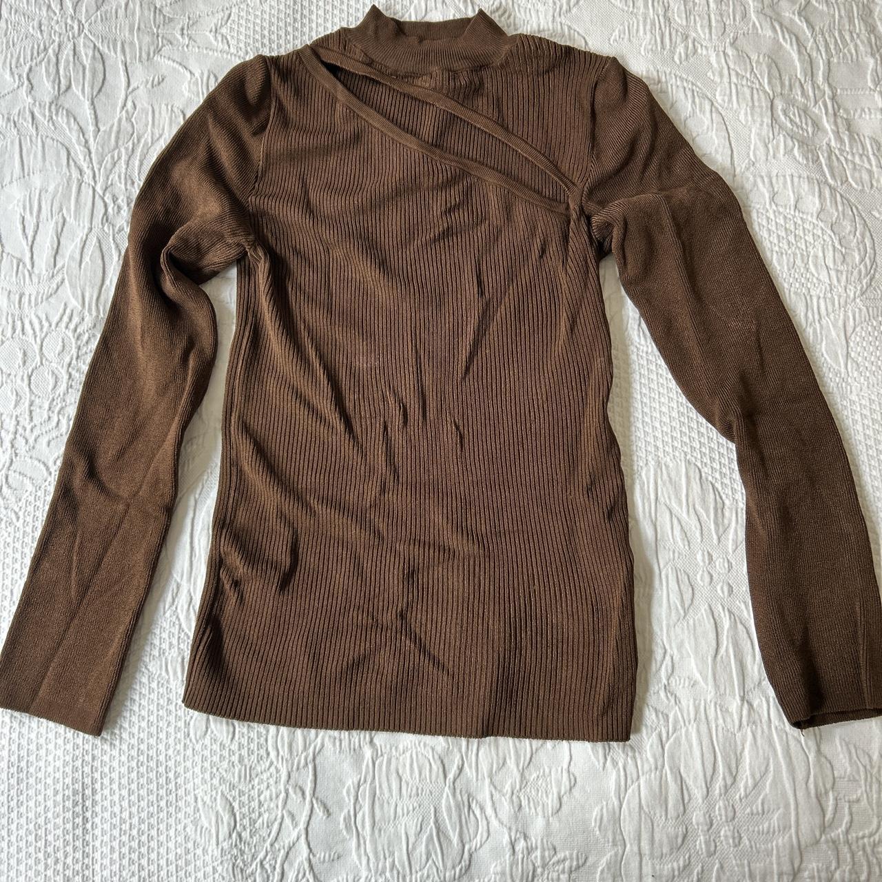 Topshop chocolate brown peep top. Size small. Peep... - Depop