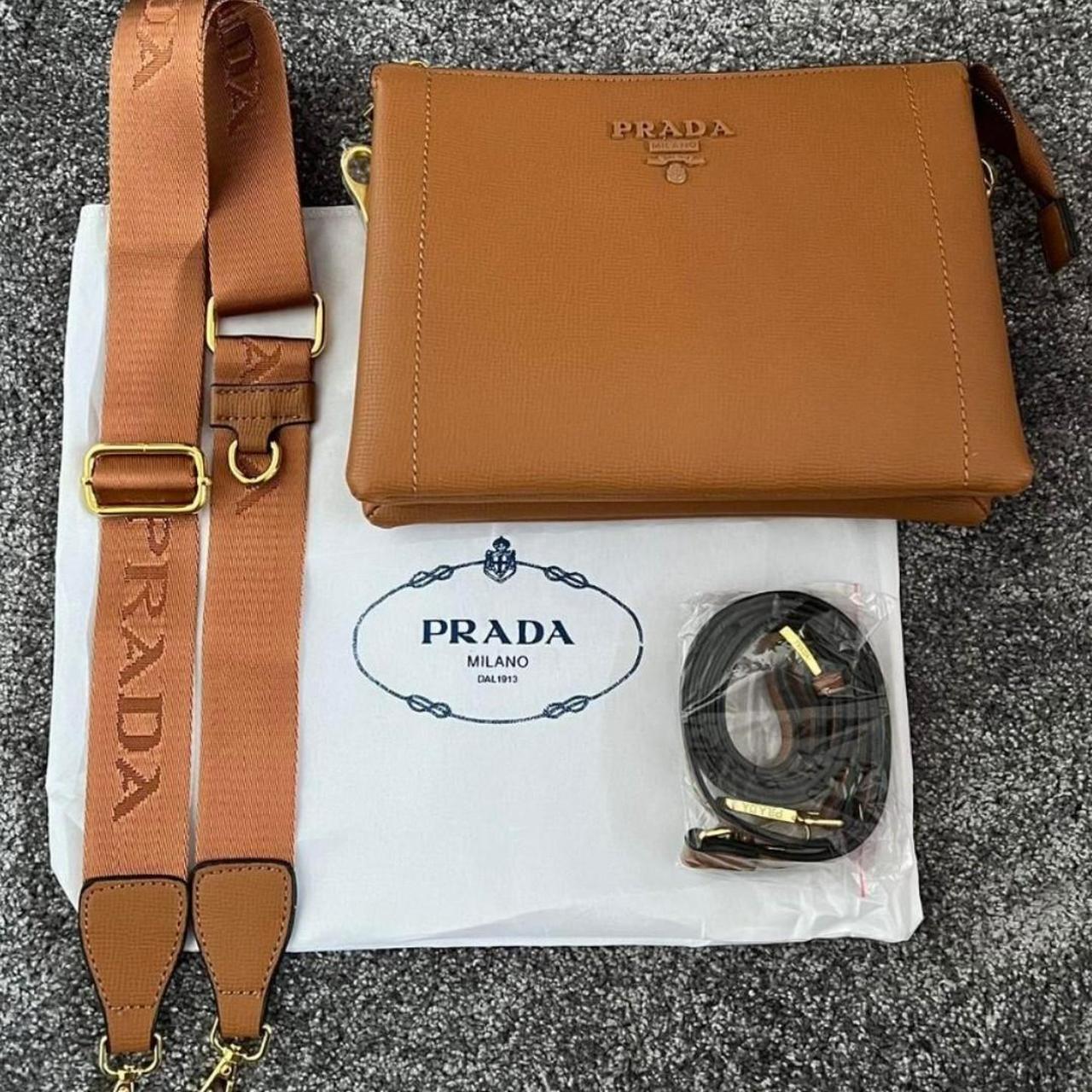Prada Tan Bag This is a beautiful sleek luxury bag... - Depop