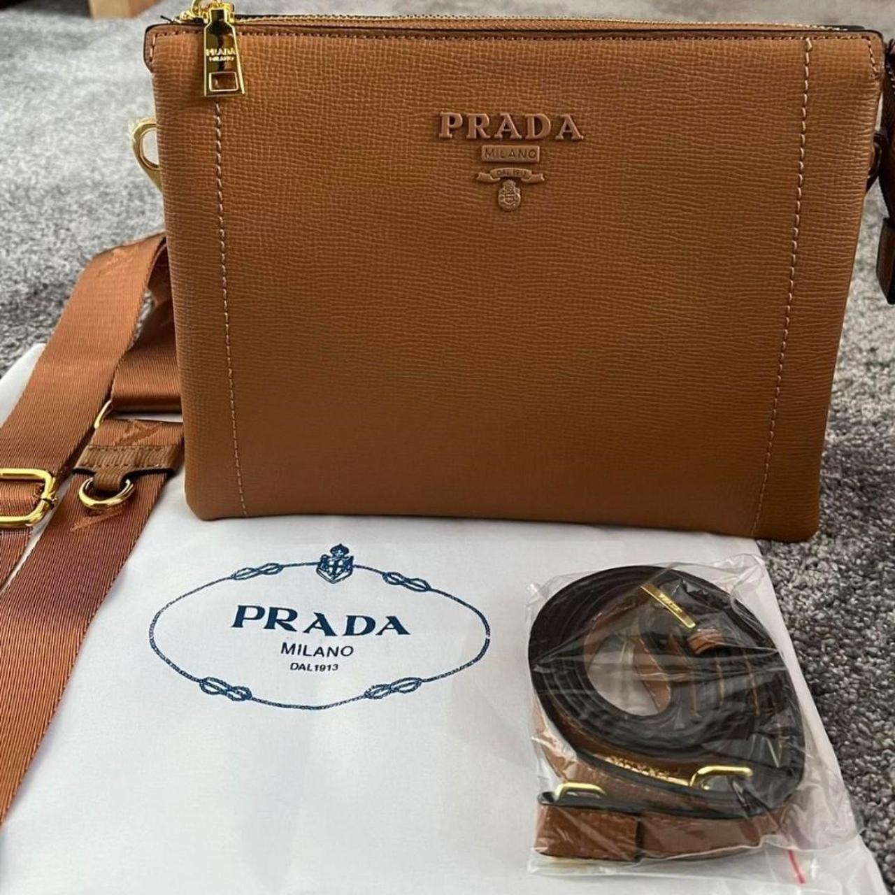 Prada Tan Bag This is a beautiful sleek luxury bag... - Depop
