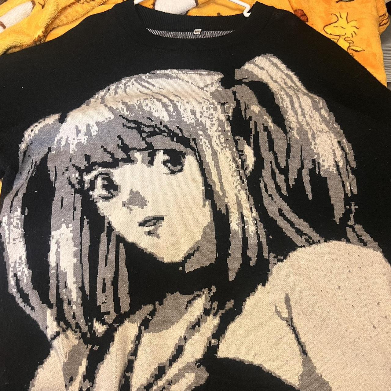 Xl death note sweater Misa with L on the sleeve - Depop