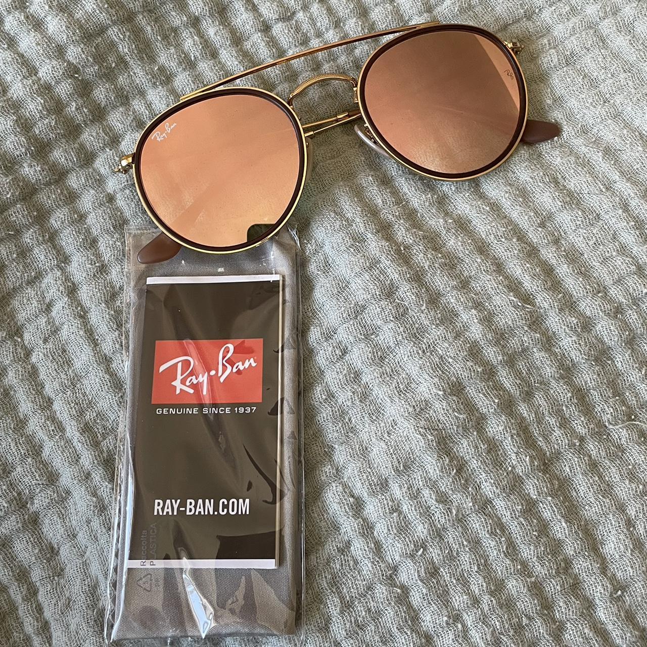 Pink tan reflective aviator Ray Bans. Guaranteed... - Depop