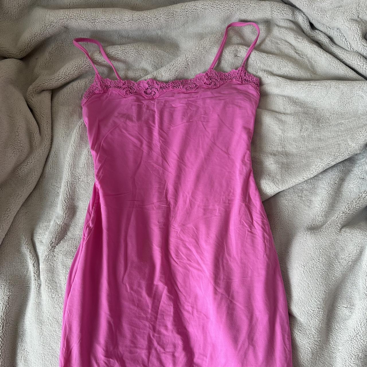 Rare Skims neon orchid pink slip lounge dress size... | Depop