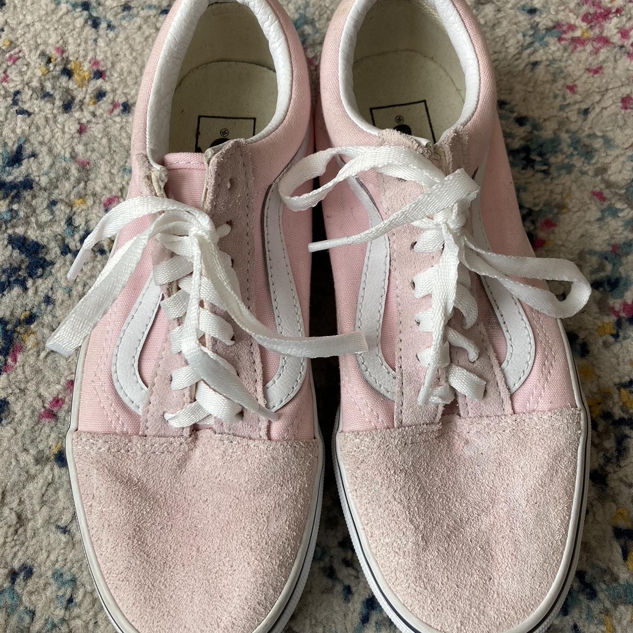 Vans Women's Pink and White Trainers | Depop