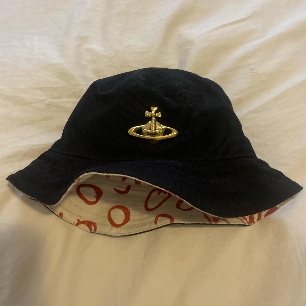 Vivienne Westwood, black bucket hat, inside is white... - Depop