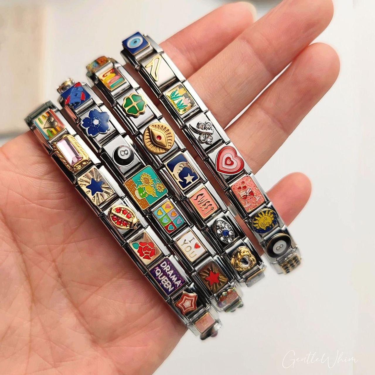 Random silver Italian charm bracelet / module... | Depop