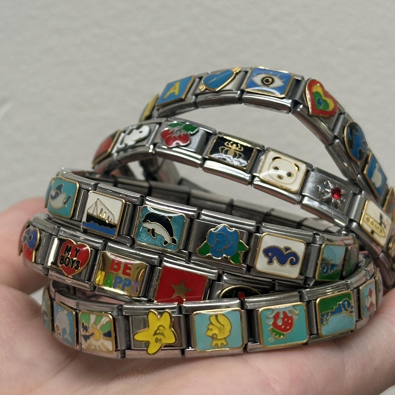 Random silver Italian charm bracelet / module... | Depop