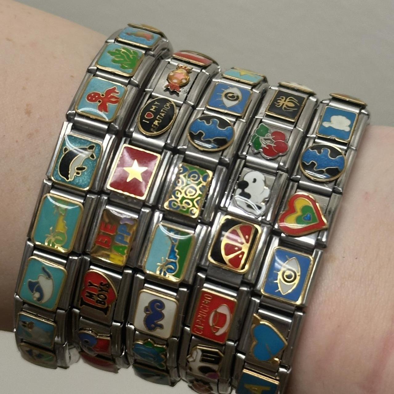 Random silver Italian charm bracelet / module... | Depop