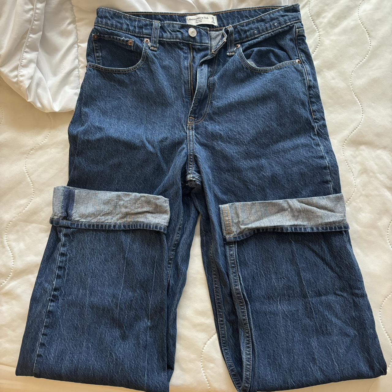 Abercrombie & Fitch high rise loose fold over cuff... - Depop