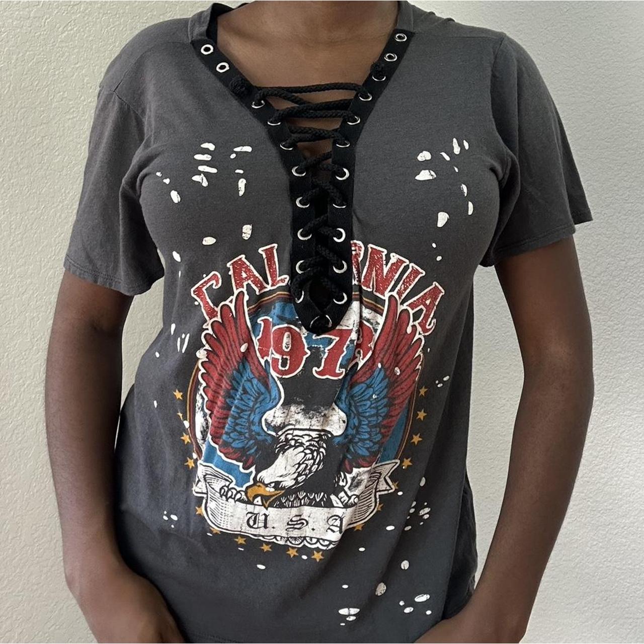 Grunge top Dark grey top with painted detailing and... - Depop