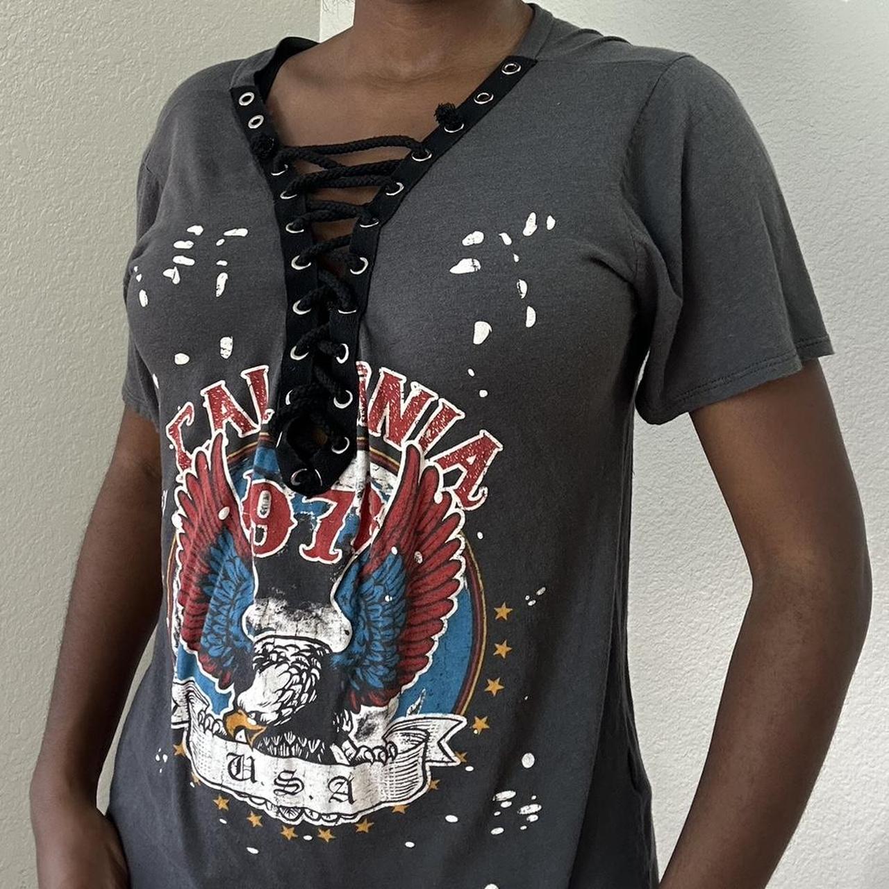 Grunge top Dark grey top with painted detailing and... - Depop