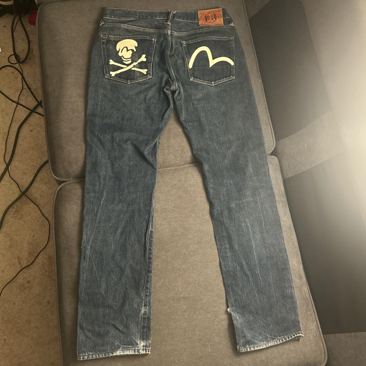 Vintage 2010 Evisu skull straight leg jeans 32x34.... - Depop