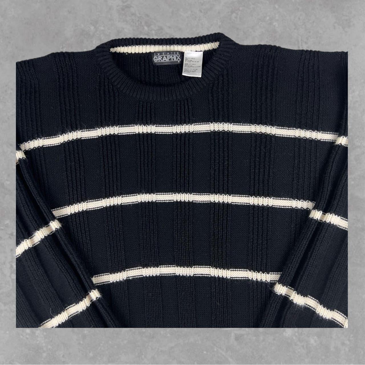 Black & White Striped Sweater Graphix Sweater About... - Depop