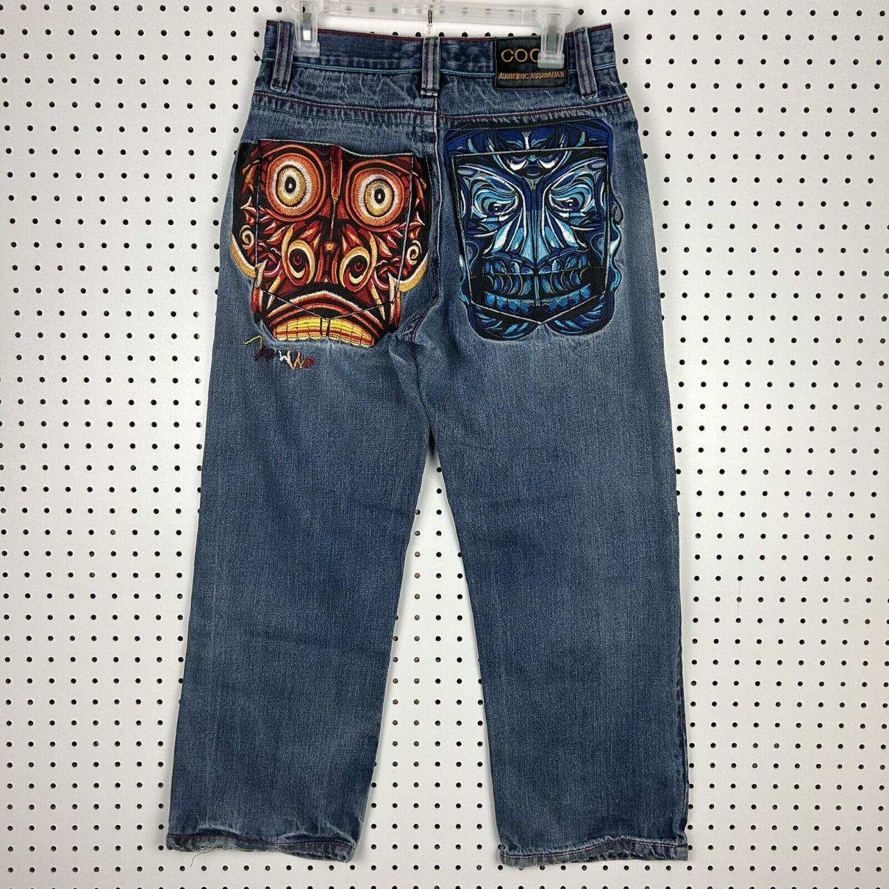 Coogi Wide Leg Denim Hip Hop Tiki Tribal Jeans... - Depop