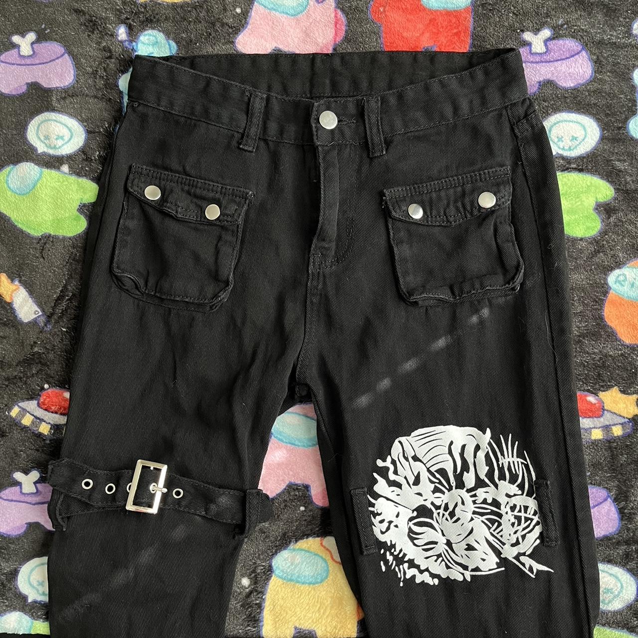Cybercore Pants with Buckles and Buttons on pant... - Depop