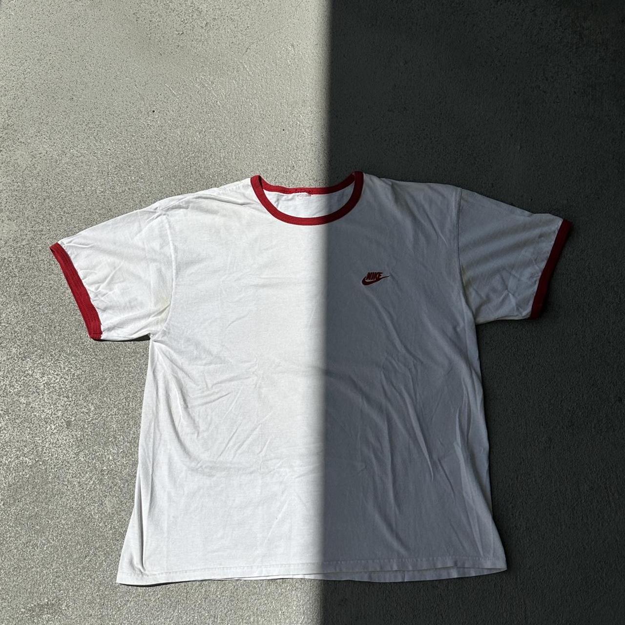 Red Nike Ringer Tee Cut tag, but fits XL Great front... - Depop