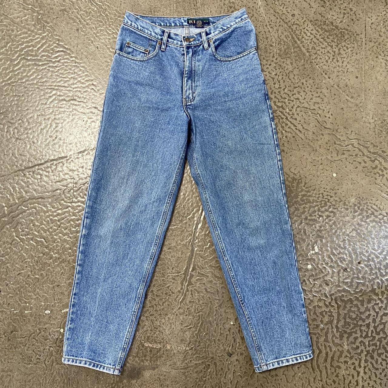 vintage medium blue denim jeans marked size:... - Depop