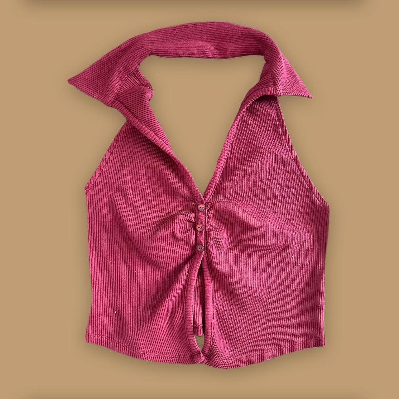 raya red halter neck collar top a little too big... - Depop