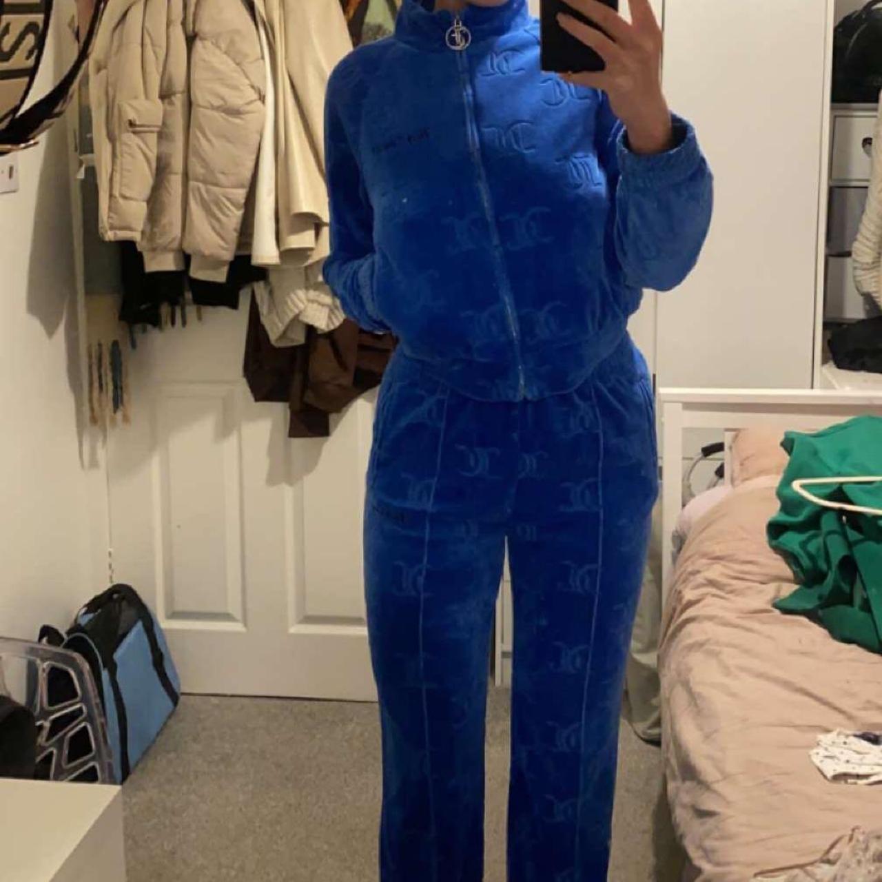 Juicy couture blue velvet tracksuit worn once.... - Depop