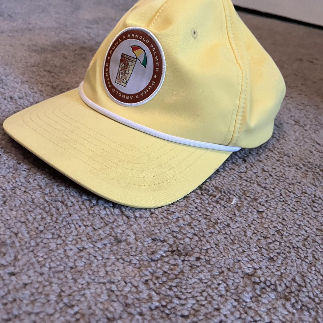 Puma Arnold Palmer Yellow Golf hat SnapBack and worn... | Depop