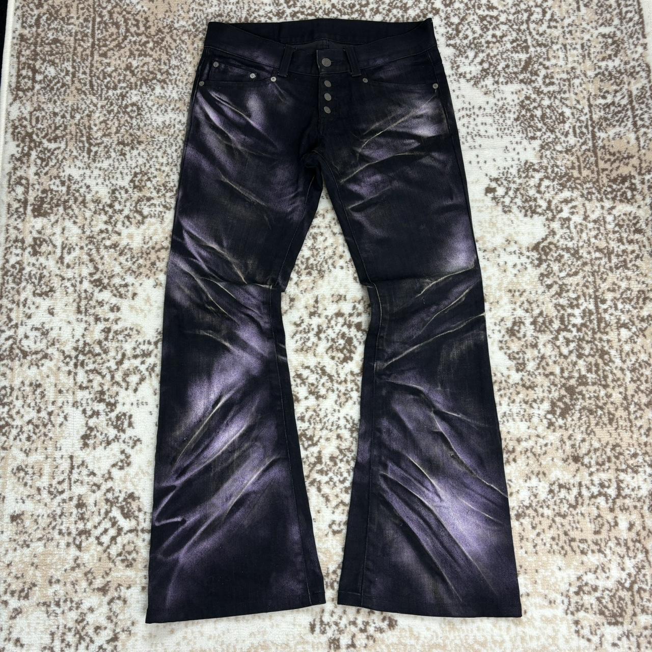 tornado mart flared jeans purple hue crinkle... - Depop