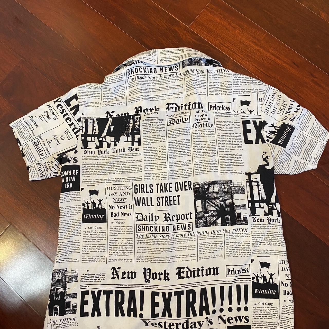 Forever 21 journalistic newspaper themed small short... - Depop