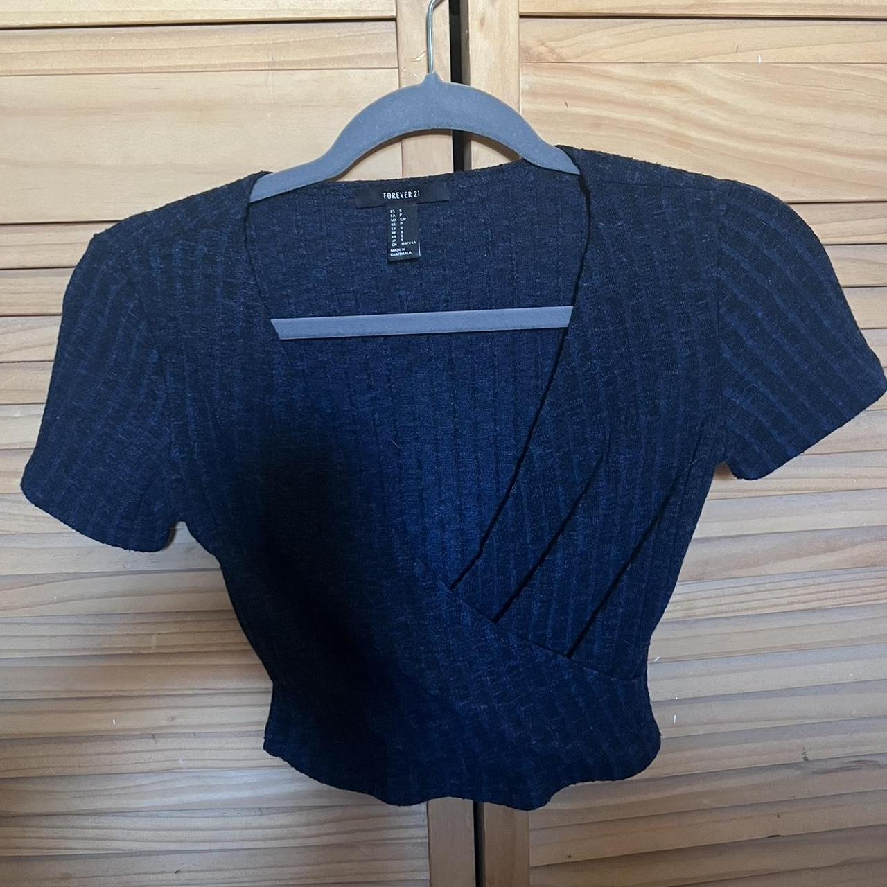 Women's Navy Crop-top | Depop
