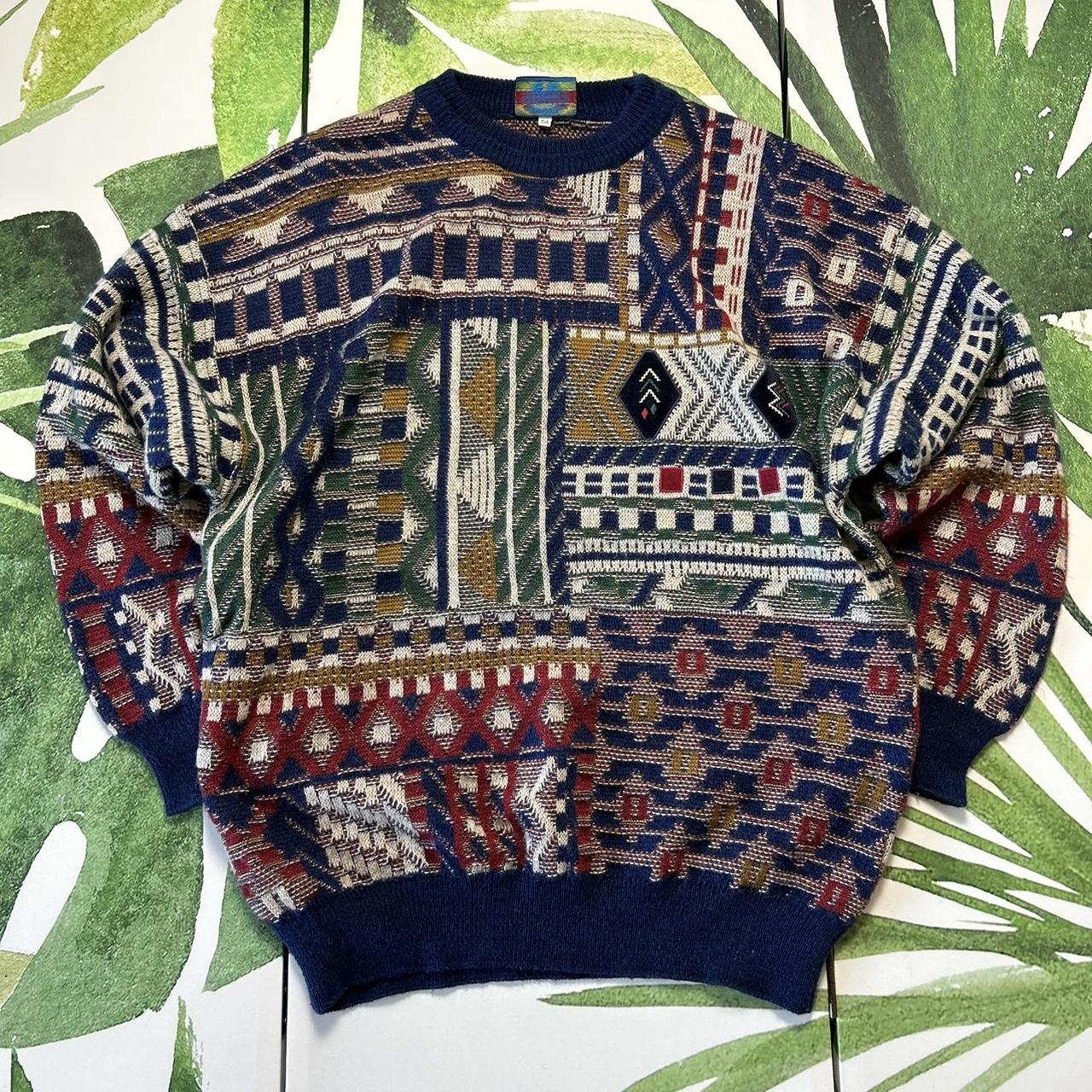 Vintage Coogi Styke Roberto Bari Wild Pattern Knit... - Depop