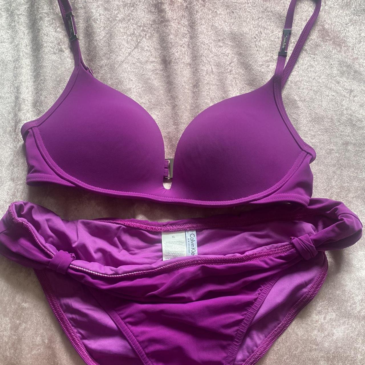 Calvin Klein Womens Purple Bikini And Tankini Bottoms Depop