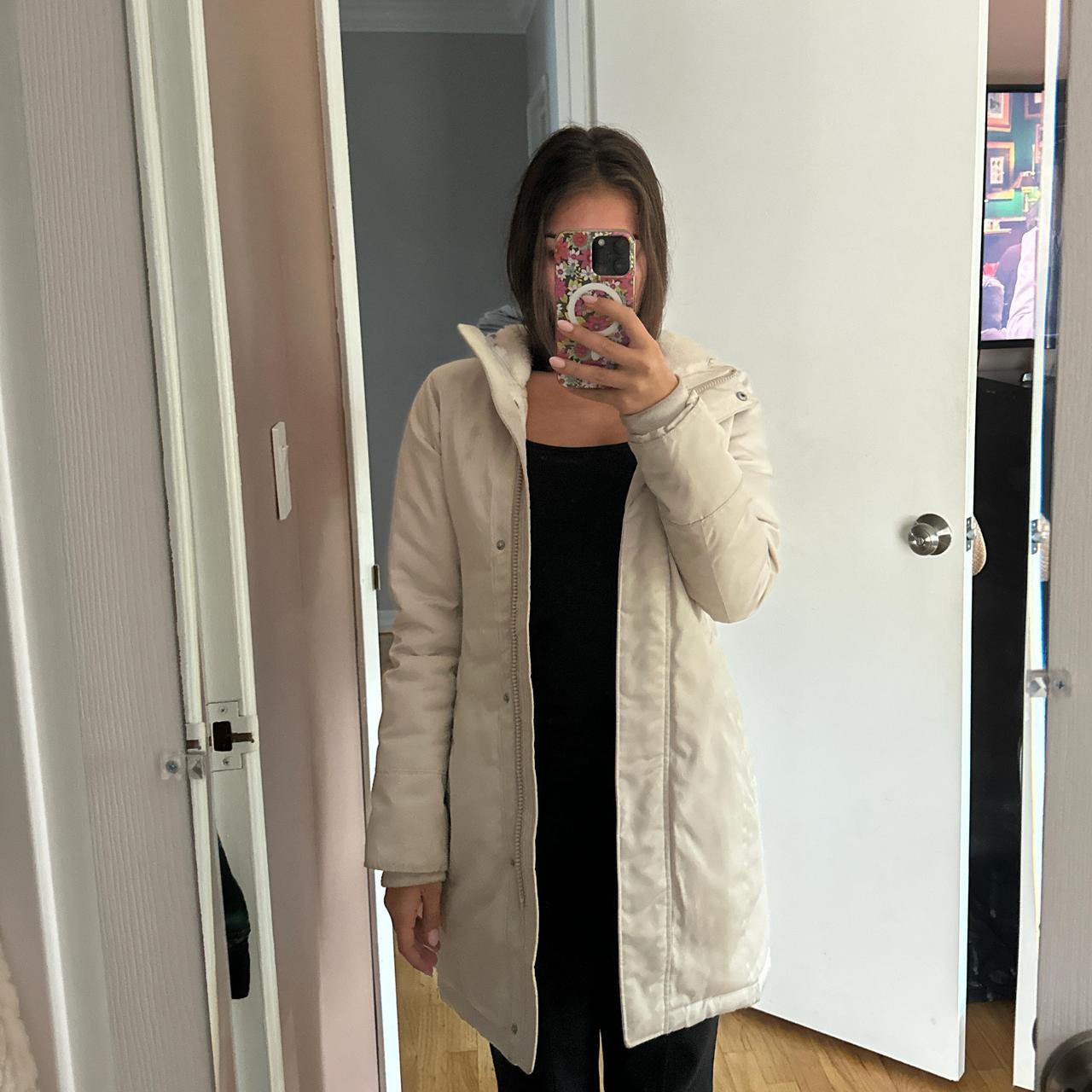 Abercrombie & fitch long, cream puffer jacket... - Depop