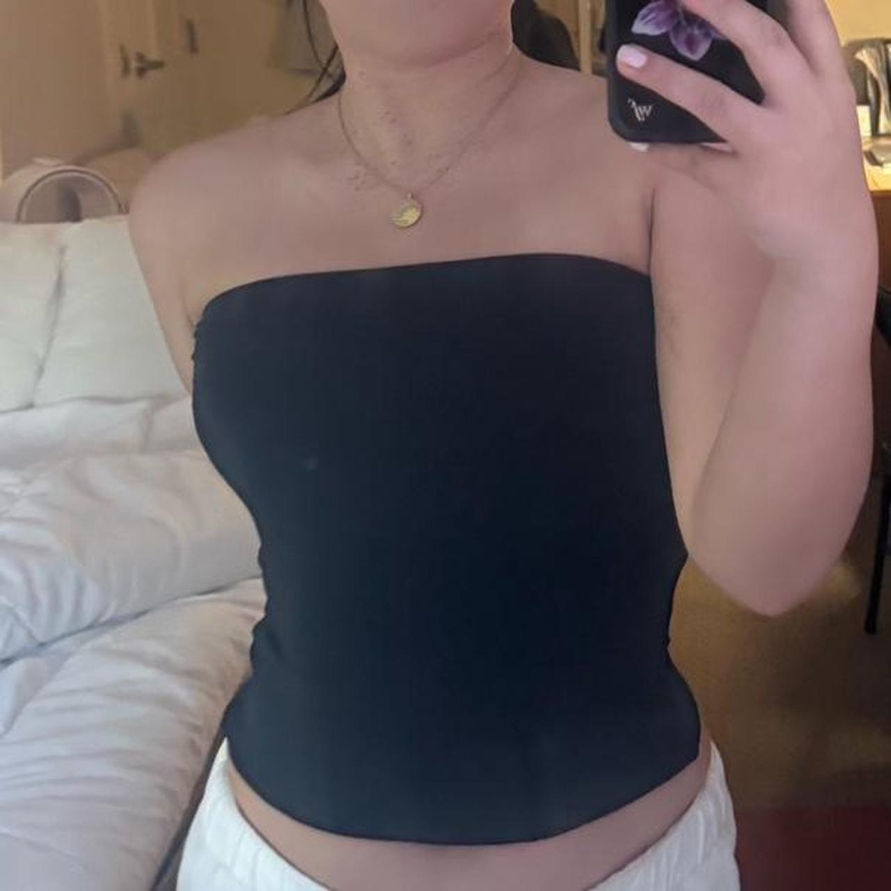 black aritzia contour tube top, size L SOO cute and... | Depop