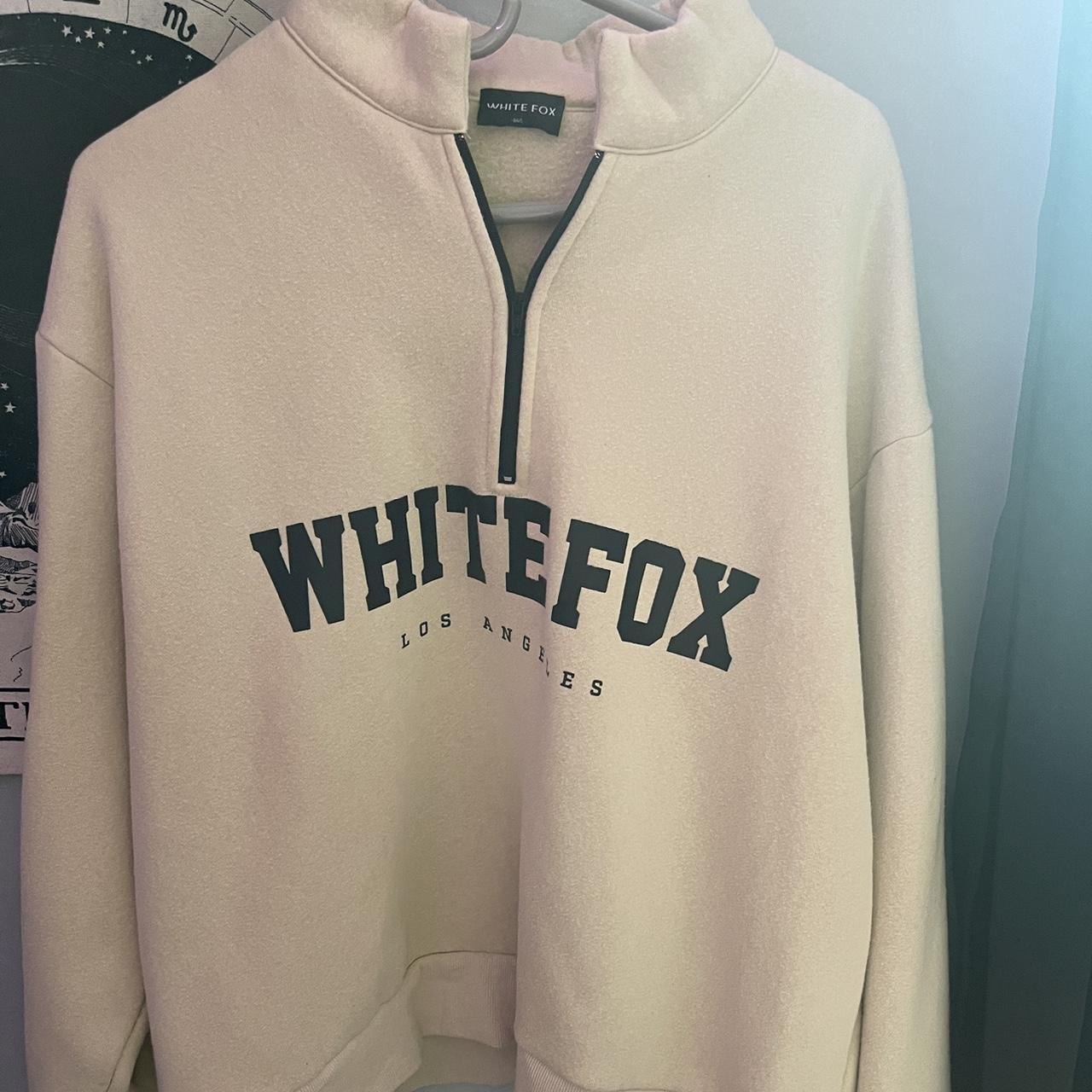 white fox half zip some minor pilling size is... - Depop