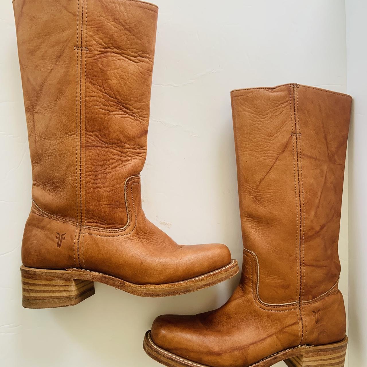 Frye Campus 14L Square Toe Leather Cowboy Boot in... - Depop