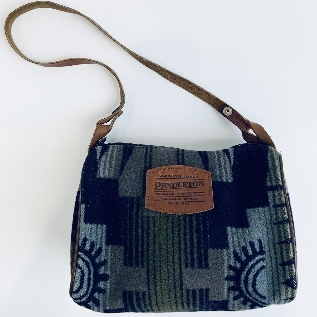 Pendleton Wool Geo Blue Green Print Mini Duffle... - Depop