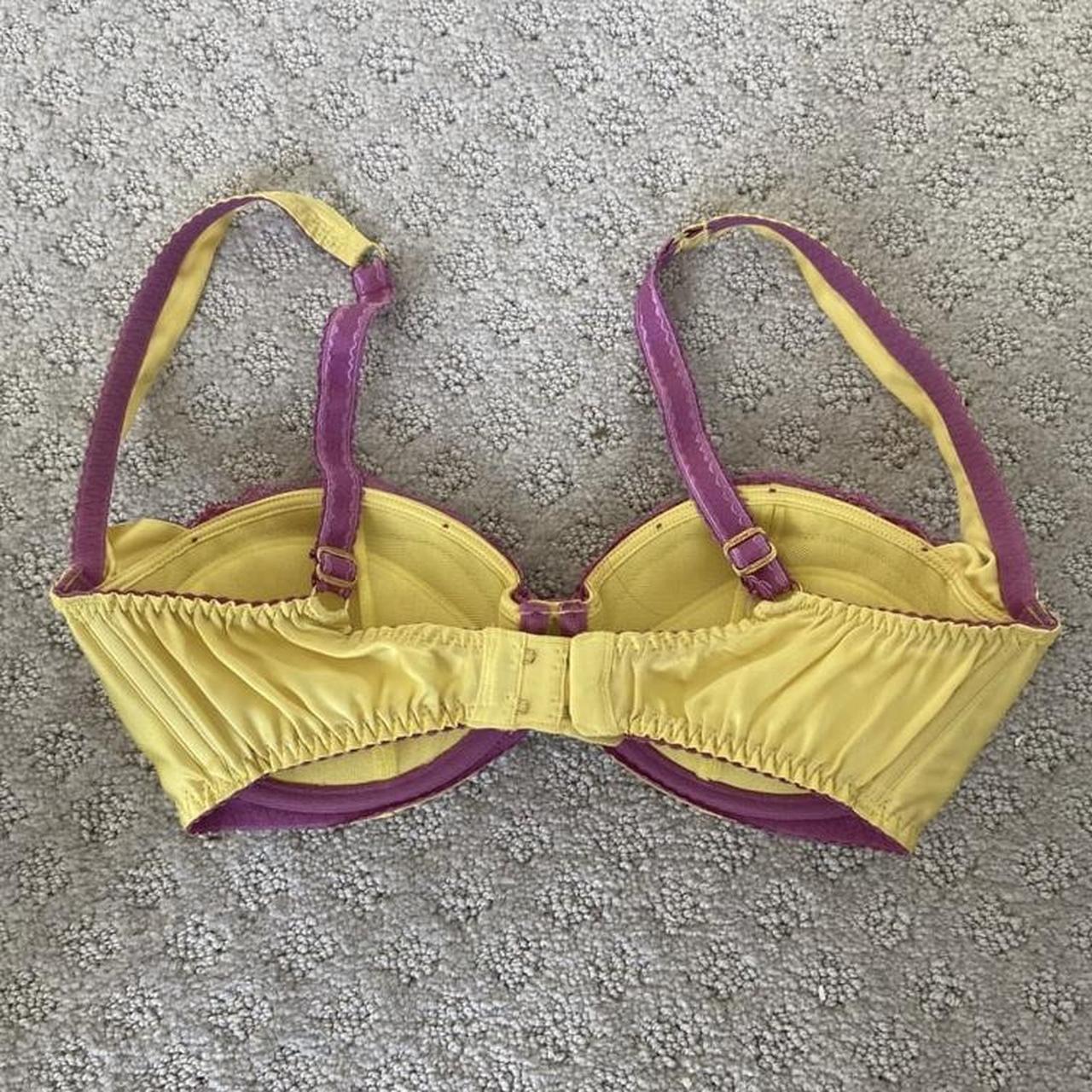 Agent Provocateur Women's Yellow and Pink Bra | Depop