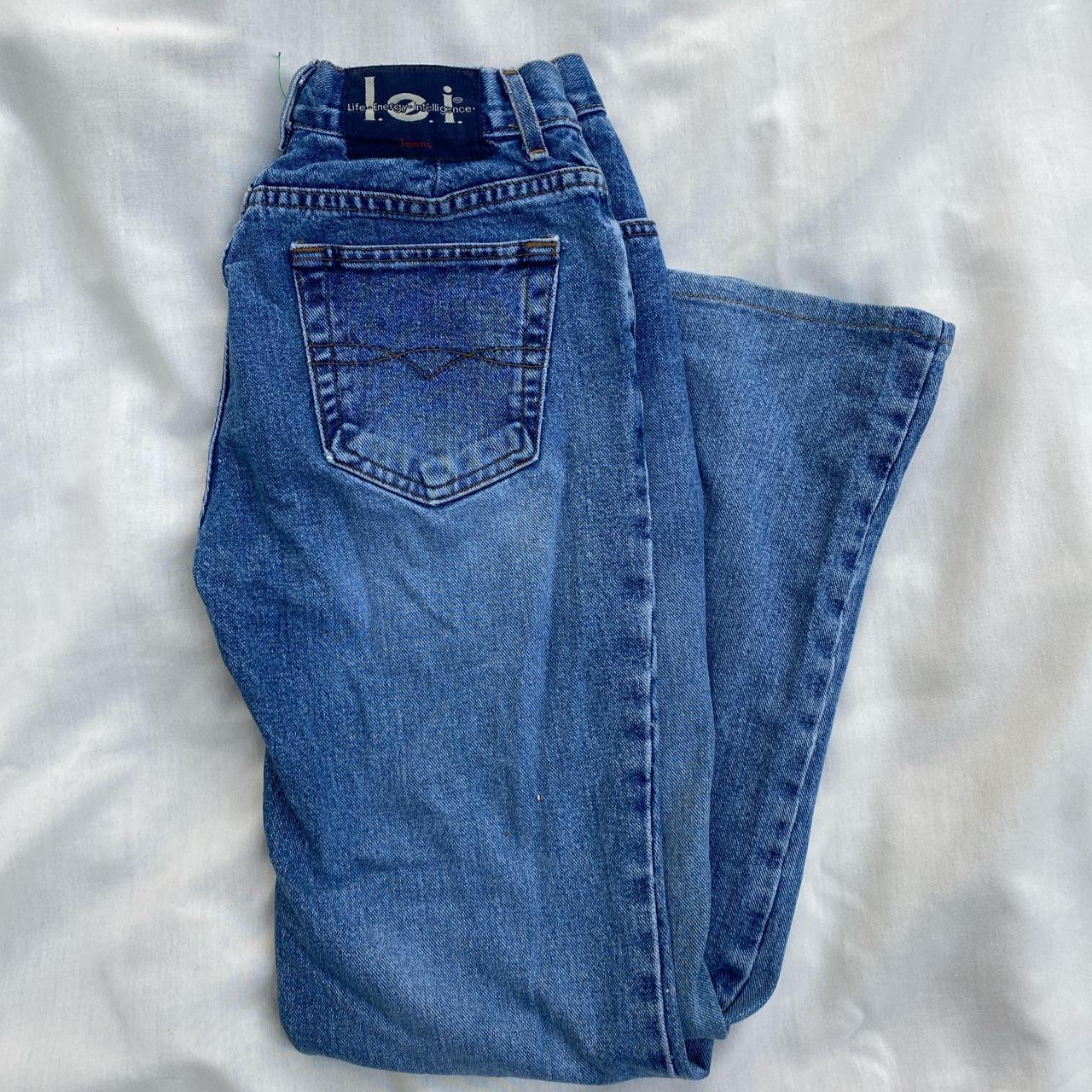 Painted L.E.I. flared jeans! size 11... - Depop
