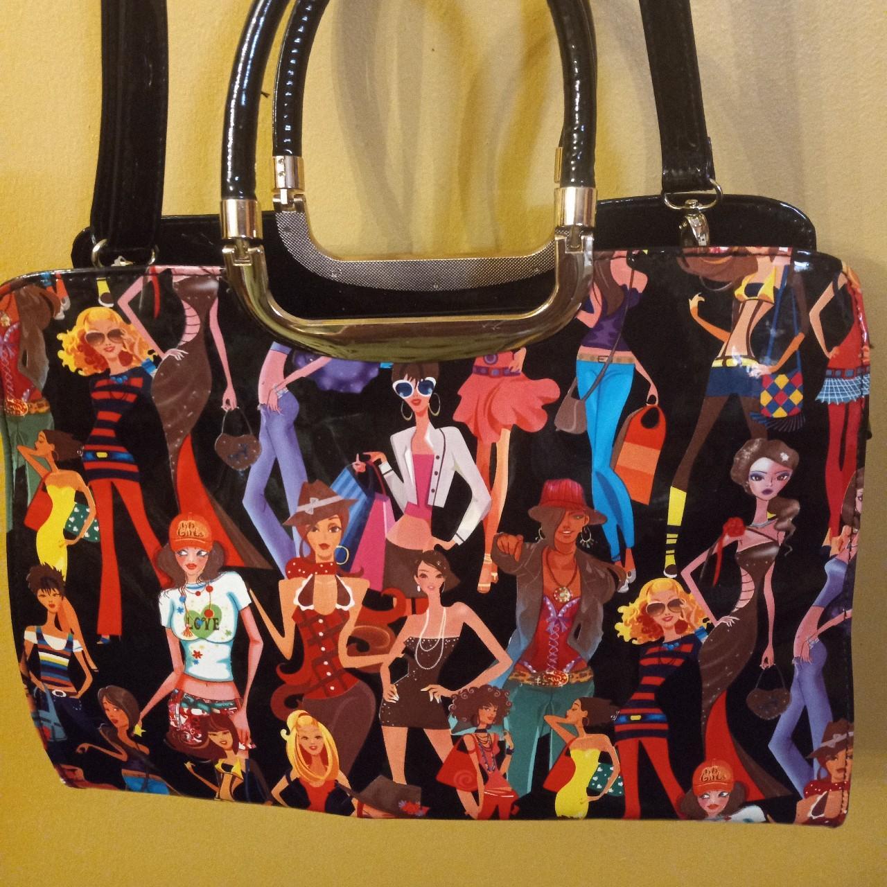 NWOT WOMEN'S BLACK PATENT LEATHER WHIMSICAL HANDBAG ... - Depop