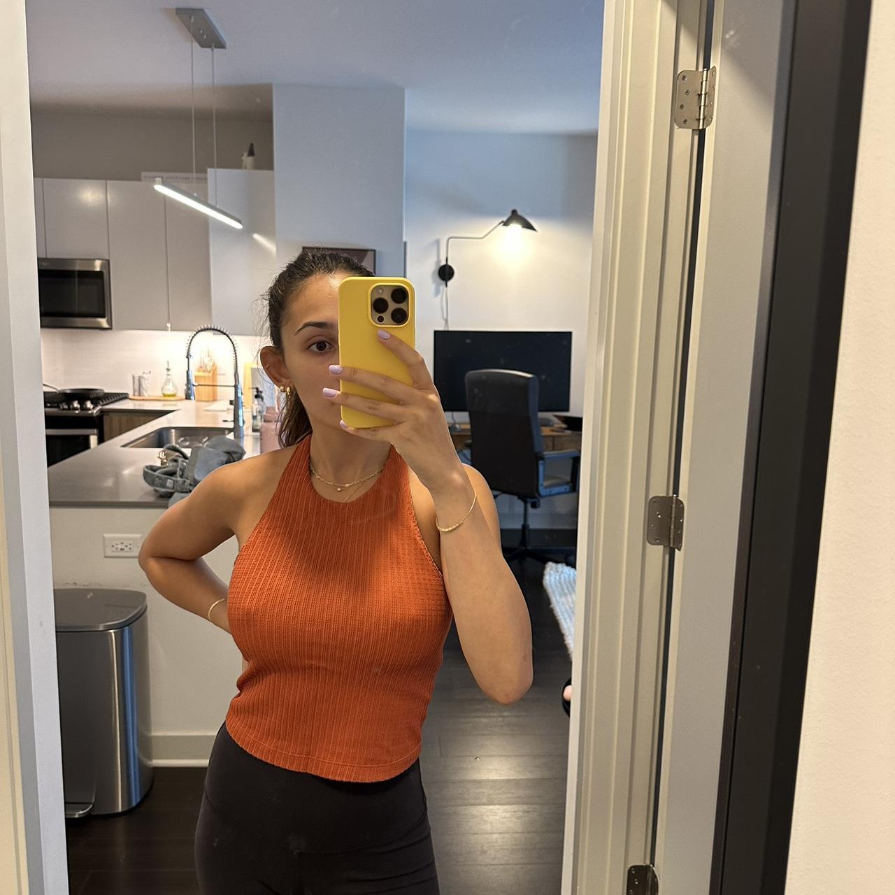 Oysho rust colored workout tank! cropped & has built... - Depop