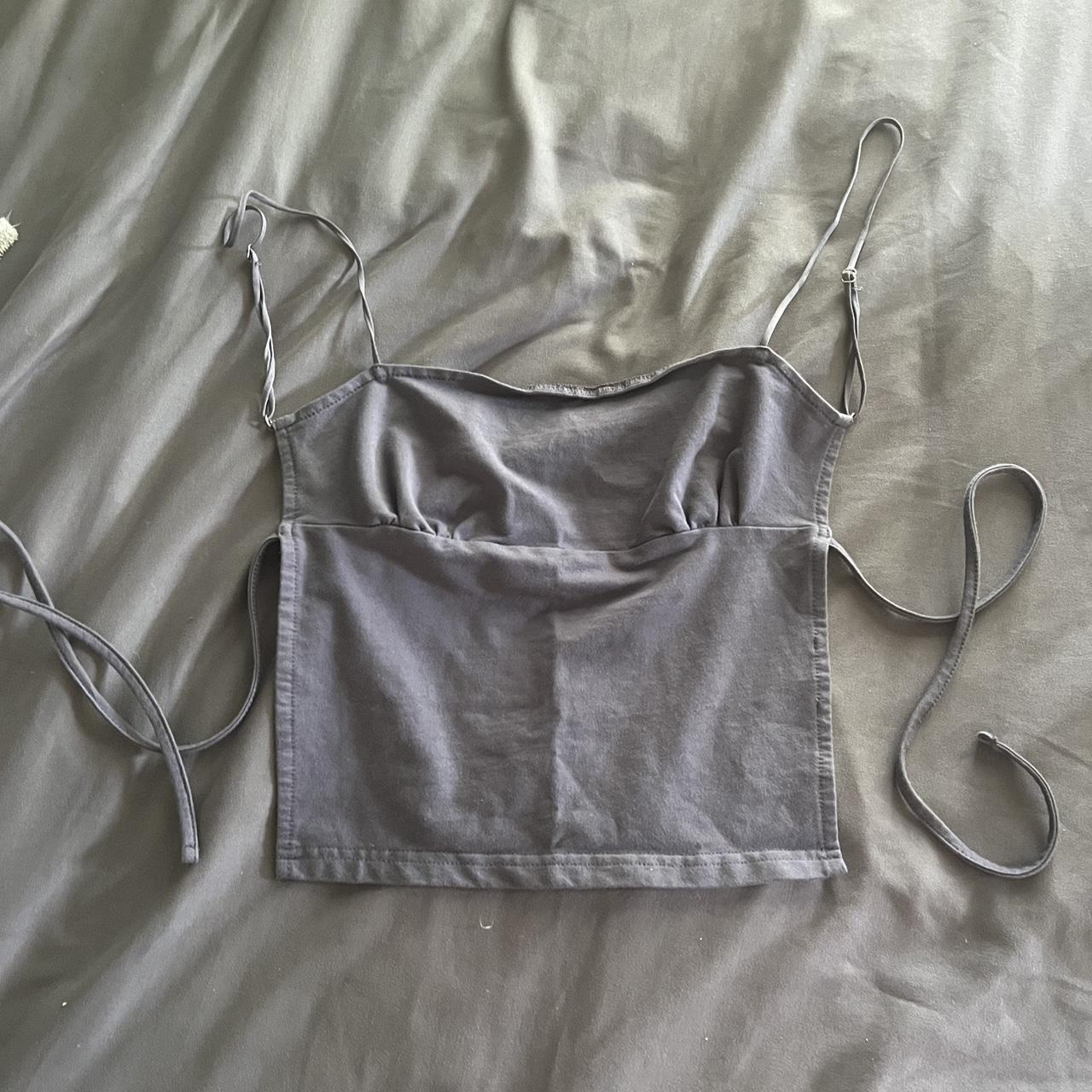 Grey open back Edikted going out top Adjustable tie... - Depop