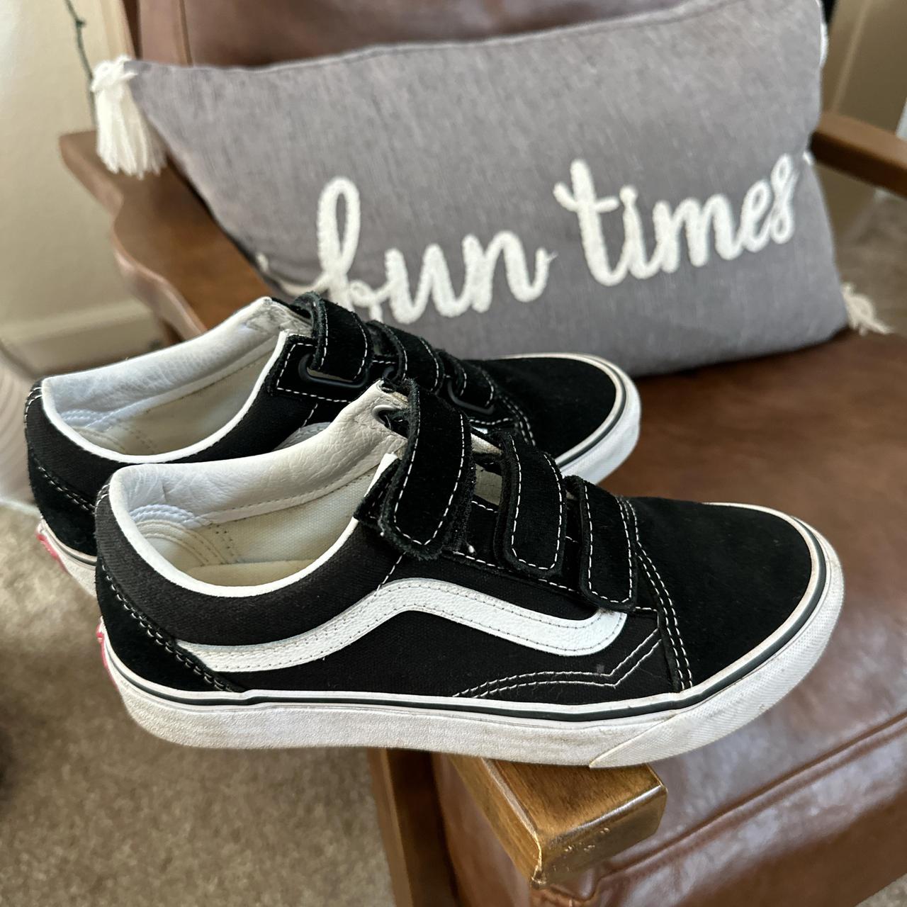 Old skool vans Velcro -size 7 women -literally... - Depop