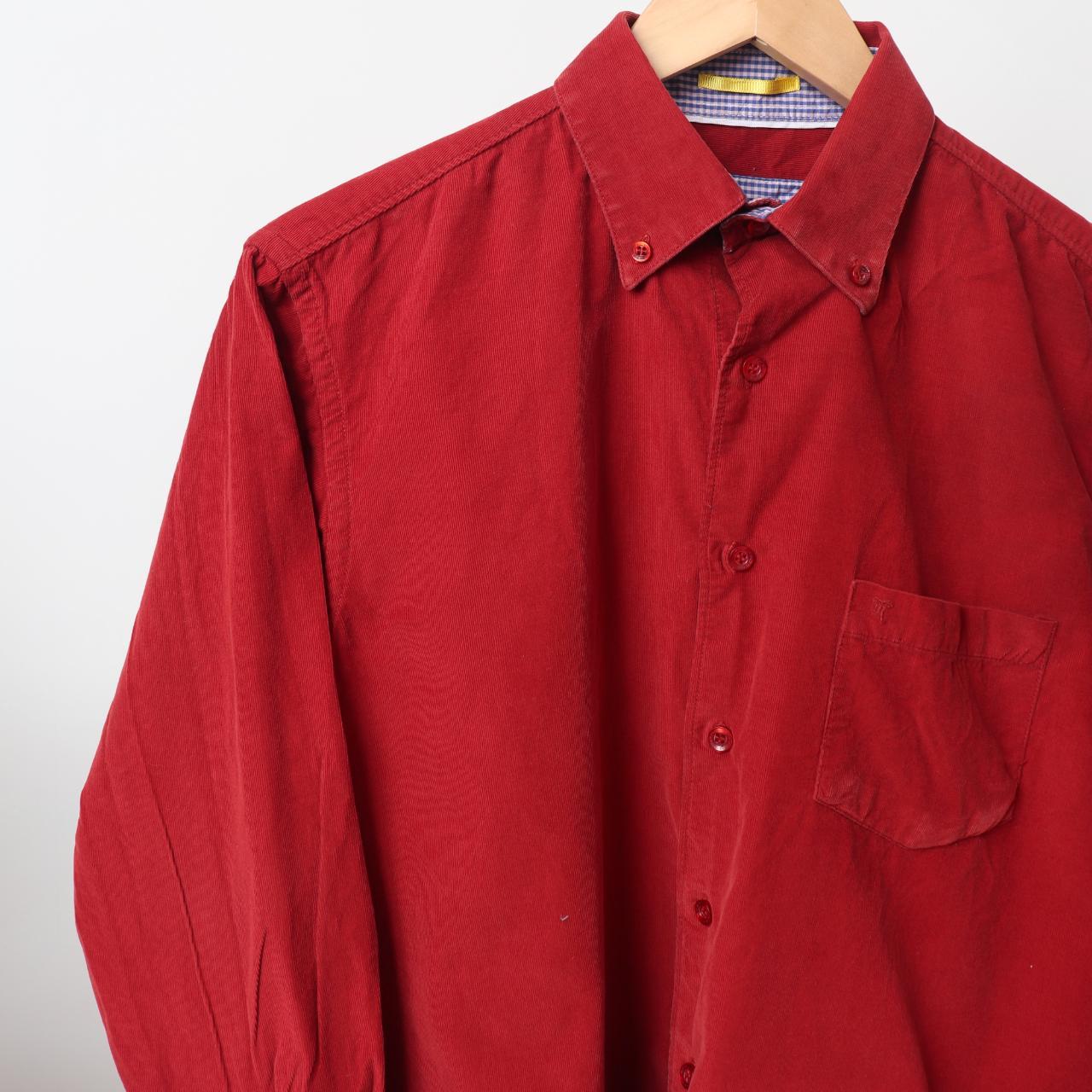 Vintage red 90s cord shirt in size medium. Soft... | Depop
