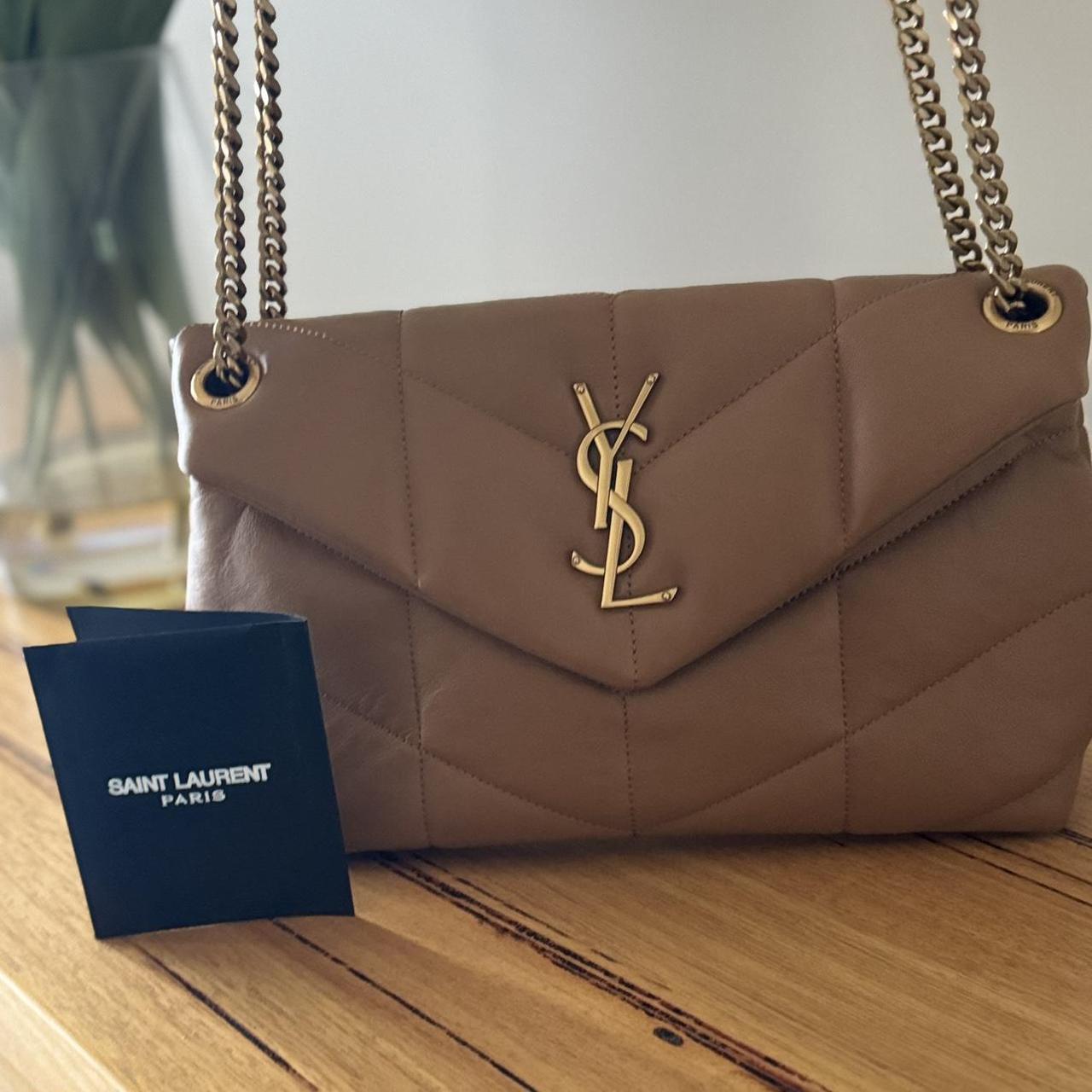 Tan and brown YSL crossbody bag #YSL #CrossbodyBag - Depop