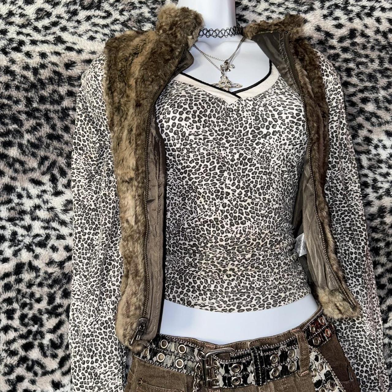 ☆Y2K Gyaru Long sleeve Leopard Print Shirt☆ (vest... - Depop